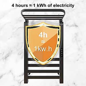 Heated Towel Rack, WiFi Towel Warmer Rack, für Alexa und Google Home and TUYA APP, Heated Towel Racks for Bathroom, with 1H-9H Hour Timer 86℉-158℉ Temperature Control-WiFi Black Right