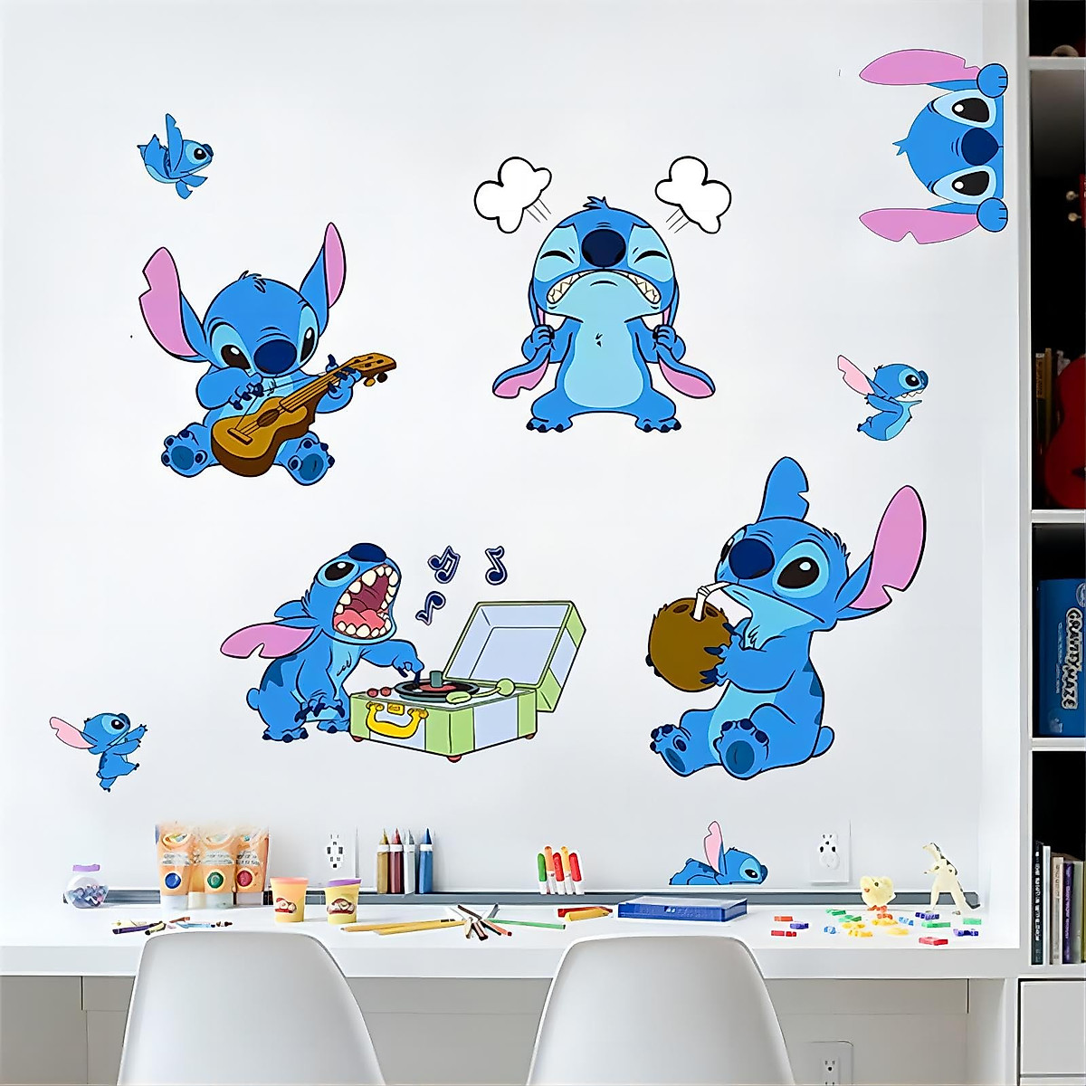 CRYTORON Lilo and Stitch Wall Stickers Disney Cartoon Wall Decals DIY Peel and Stick Vinyl Wall Decor for Kid Girls Boys Bedroom Living Room House Fun (Size: 16×24 inch)