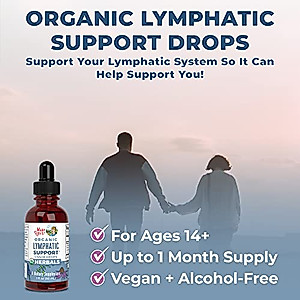 Lymphatic Drainage | Lymphatic Support Drops | USDA Organic Lymphatic Cleanse with Echinacea & Elderberry for Immune Support | Antioxidant & Immune Defense | Vegan | Non-GMO | 30 Servings