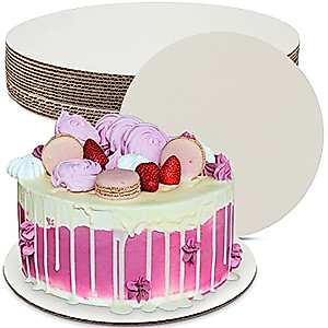 MT Products Corrugated White Cardboard Cake Board or Pizza Circle 14 inch - Sturdy Cake Base for Displaying Cakes, Bread and Desserts (15 Pieces) - Made in The USA