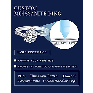 MomentWish Moissanite Rings, 1Carat Personalized Moissanite Silver Rings for Women,D Color VVS1 Simulated Diamond 925 Sterling Silver Solitaire Rings-Size7.5