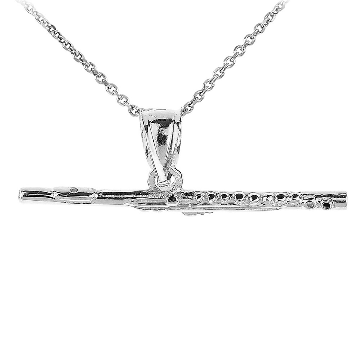 925 Sterling Silver Music Charm Flute Pendant Necklace, 16"