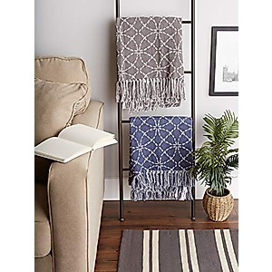 DII French Blue Concentric Circles Throw with Fringe, 50x60