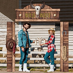 Chunnin West Cowboy Party Door Decoration Wild West Party Decoration Cowboy Door Banner Hanging Supplies Western Themed Saloon Banner for Western Rustic Bar Photo Booth Props Favor