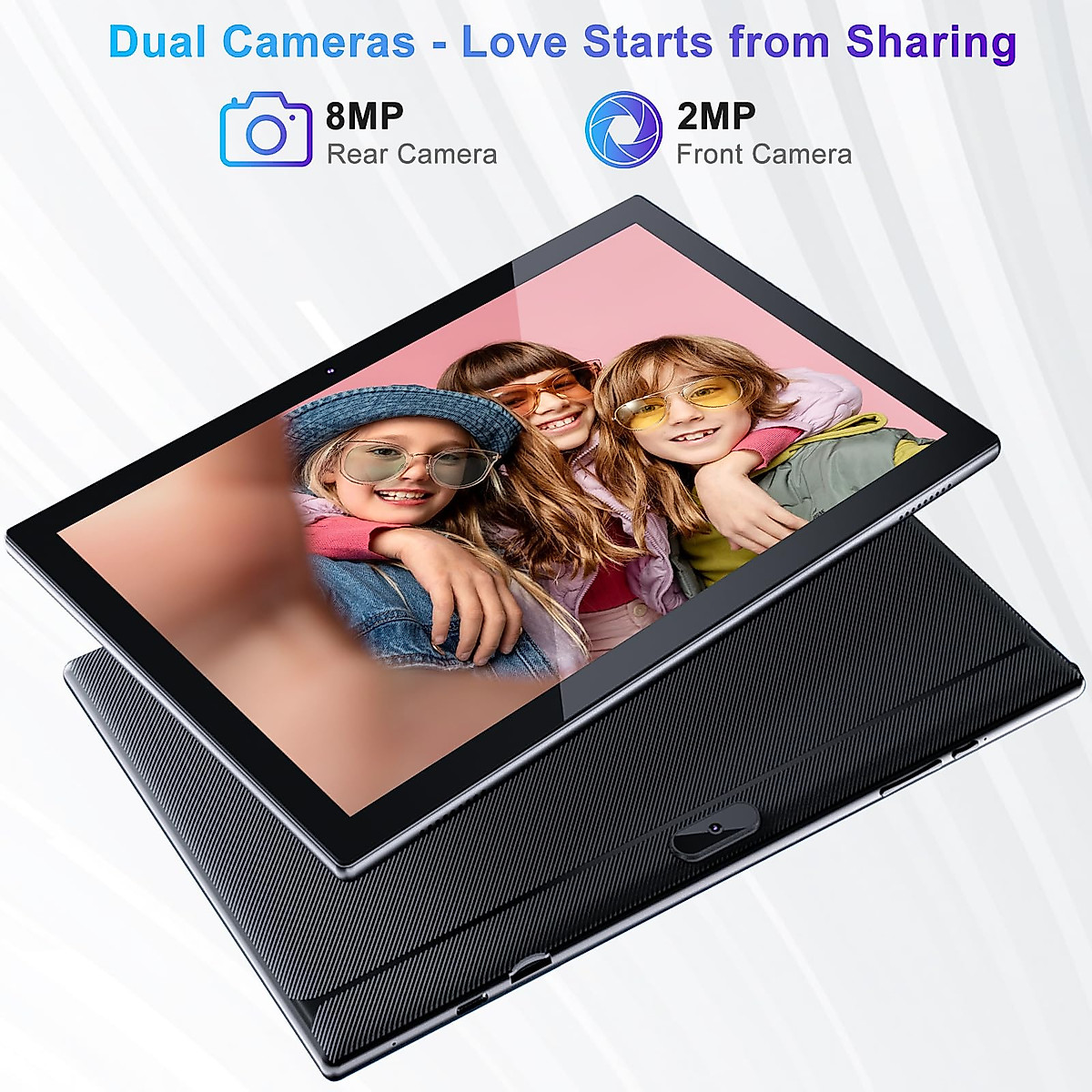 2024 Newest Android 13 Tablets, 2 in 1 Tablet 10 inch, Tablet with Keyboard，6 +64 GB+1TB Expand, 2.4G/5G Wi-Fi 6, BT 5.0,Dual Carema, Games，Google GMS(Black)