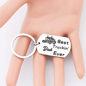 Truck Dad Gifts Trucker Dad Keychain Truck Driver Gifts for Dad from Daughter Wife Best Truckin' Dad Ever