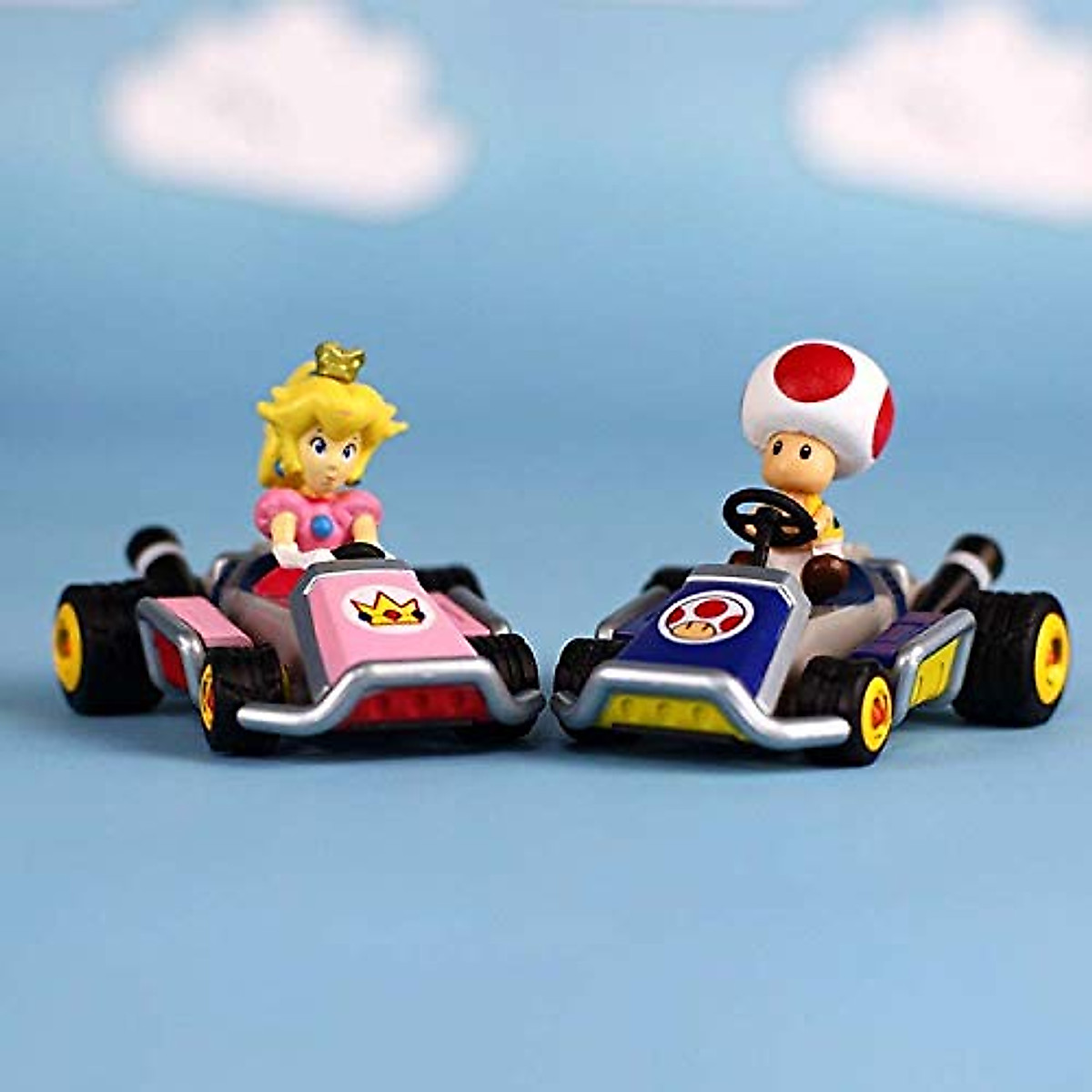 IAMPOK 8 Pcs Mario Kart Pull Back Cars Cake Topper Figures Toy Set-Kids Birthday Party Cake Decoration Supplies
