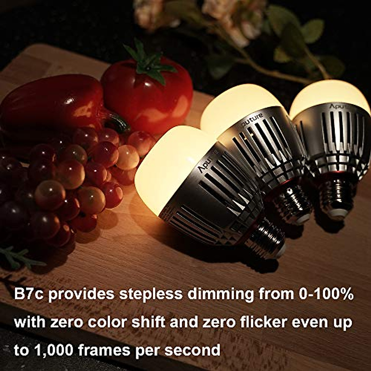Aputure Accent B7C Smart Led Light Bulbs 7W RGBWW,TLCI 96+ CRI 95+ 2,000K-10,000K Adjustable 0-100% Stepless Dimming CCT/HSI/FX Mode App Control Built-in Battery/AC Power via E26/E27 Socket