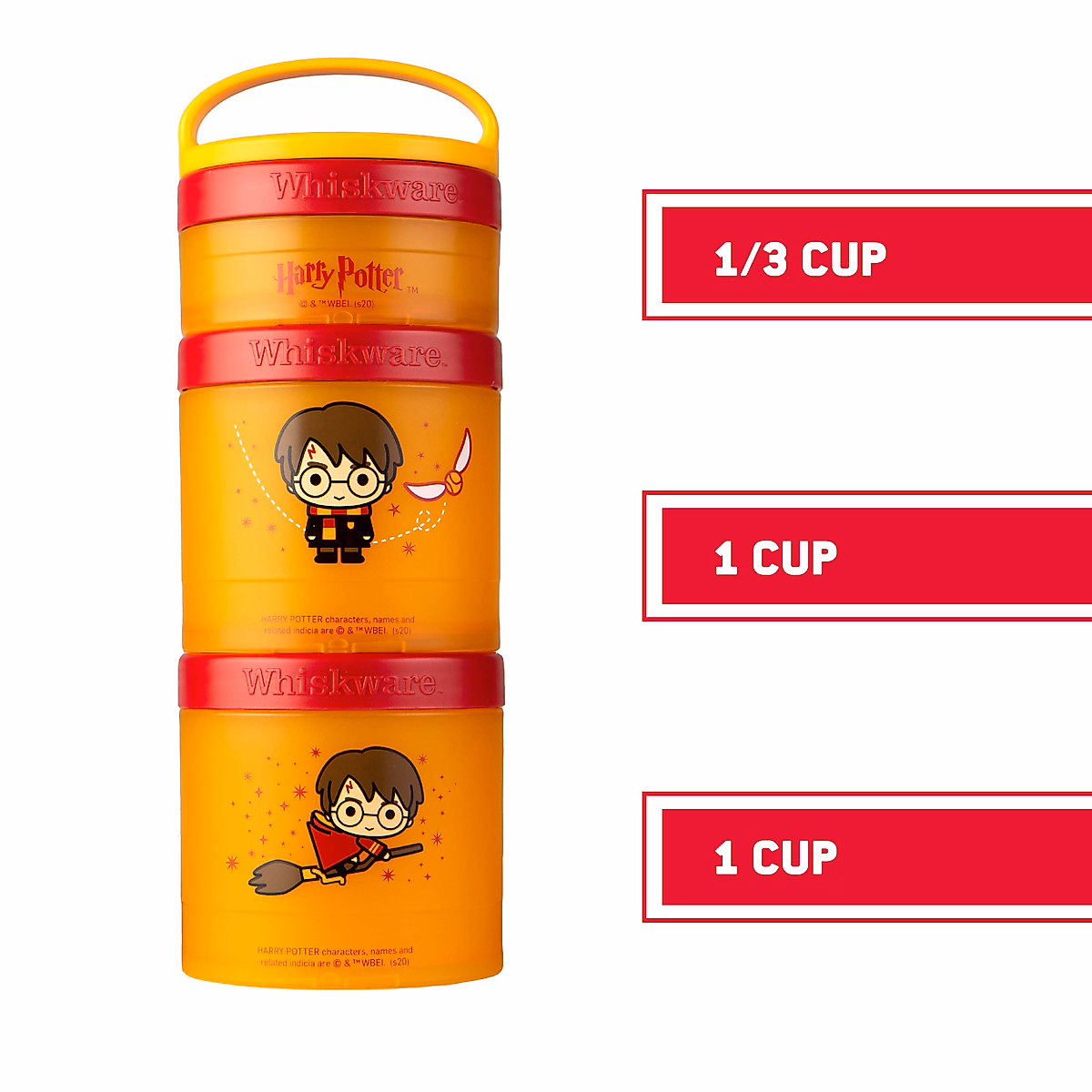 Whiskware Harry Potter Stackable Snack Containers for Kids and Toddlers, 3 Stackable Snack Cups for School or Travel, Dumbledore and Hedwig