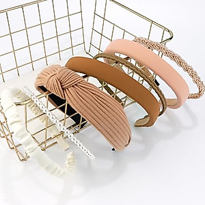 AHONEY 7 Pack Headbands for Women Girls Headbands Trendy Non Slip Hairbands Cute Hair Accessories Multi-style Headband Pack Diademas Para Mujer (Neutral)