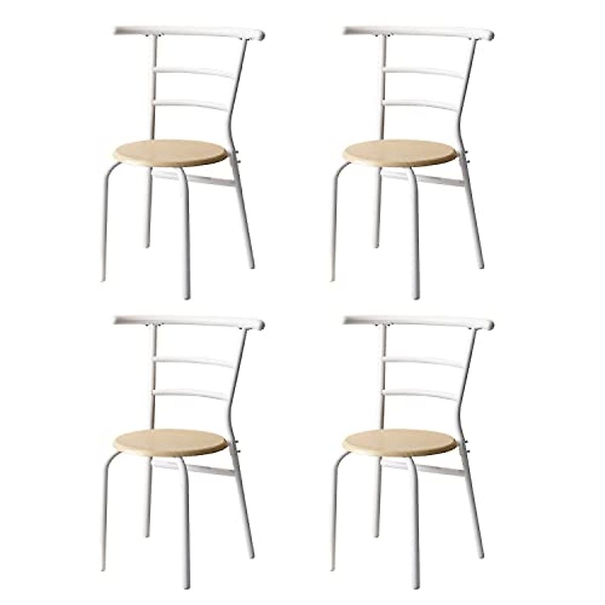 Bonzy Home Patio Chairs Set of 4, Metal Indoor-Outdoor Chairs, Lounge Chairs for Outside Pool, Bistro, Cafe, Restaurant, Kitchen, Wooden Stool Stackable Side Chairs with Back