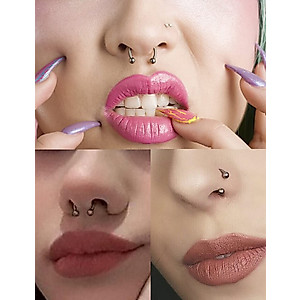 Vsnnsns 16G G23 Titanium Septum Rings Nose Rings Hoop Horseshoe Rings Septum Piercing Jewelry Helix Daith Cartilage Tragus Earrings Lip Eyebrow Rings Piercing Jewelry for Women Men 8mm 10mm 12mm 6pcs