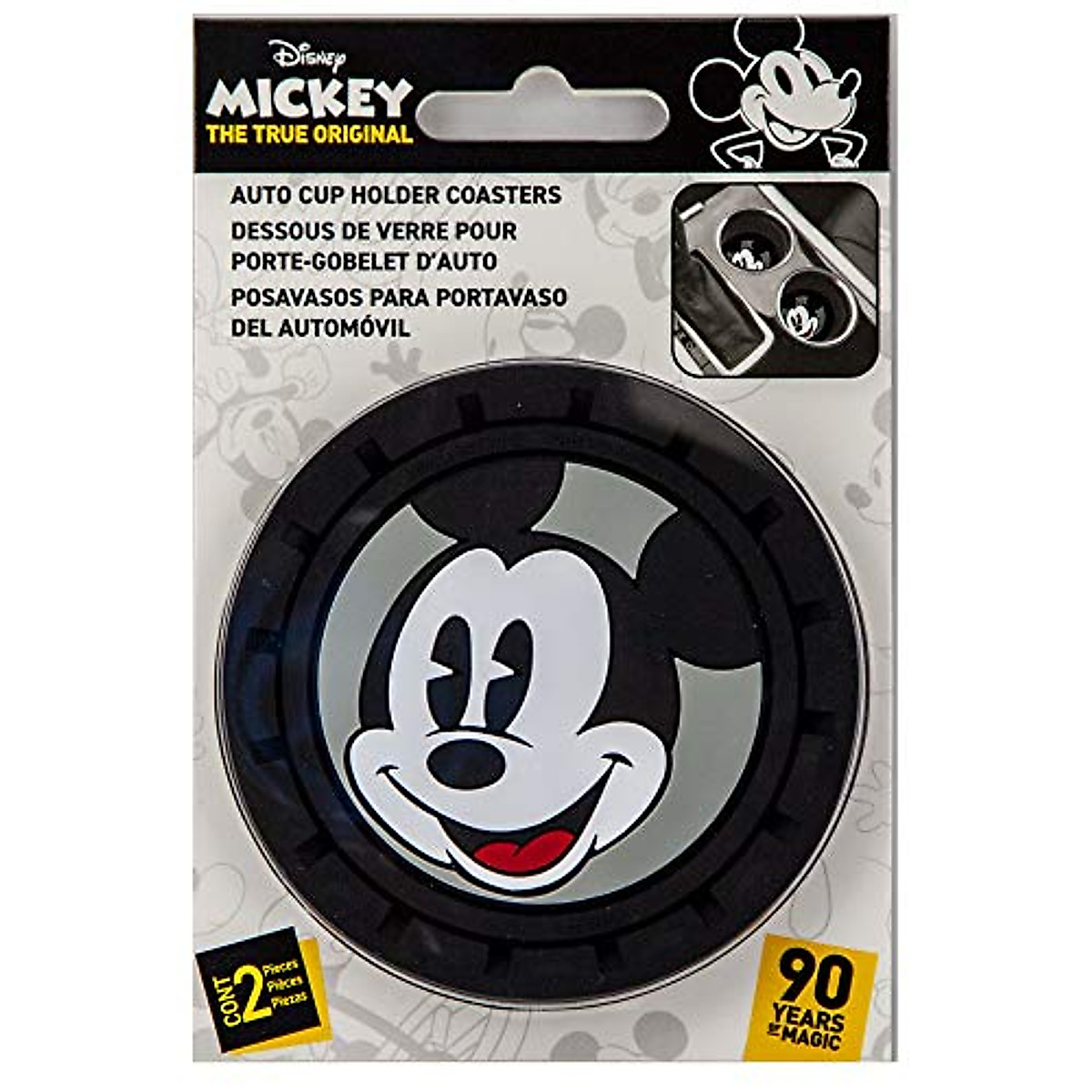 Plasticolor 001968R01 Disney Mickey Mouse 2pc Auto Coasters for Cars Trucks or SUV's