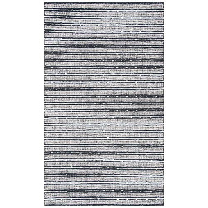 SAFAVIEH Striped Kilim Collection 6' x 9' Navy / Blue STK513N Handmade Flatweave Cotton Area Rug