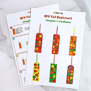 Winlyn 36 Sets Fall Craft Kits Fall Kids Crafts DIY Fall Bookmarks Decorations Art Sets Smiling Autumn Leaf Pumpkin Foam Stickers Arts and Crafts for Kids Thanksgiving Halloween Classroom Activities