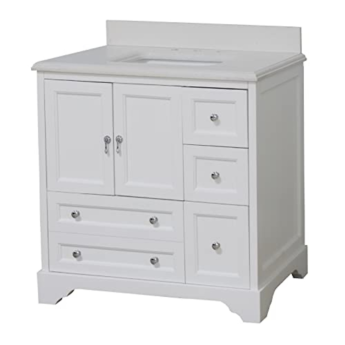 Madison 36-inch Bathroom Vanity (Quartz/White): Includes White Cabinet with Stunning Quartz Countertop and White Ceramic Sink