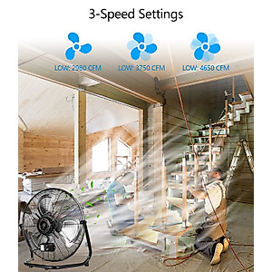 BEESTAR 20 Inch Floor Fan,High Velocity Fan with 3-Speeds&Adjustable Tilting Head,Heavy Duty Metal Industrial Fan for Shop, Garage,Commercial, Residential, and Greenhouse,Black (20 INCH)