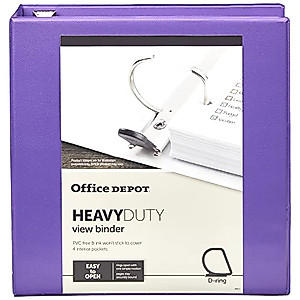 Office Depot® Brand Heavy-Duty D-Ring View Binder, 2" Rings, 54% Recycled, Purple