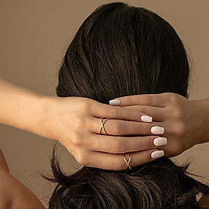 Collner 18K Gold Plated X Ring Simulated Diamond CZ Criss Cross Ring for Women