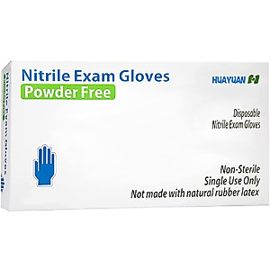 Circlecare Powder-Free Nitrile Disposable Exam Gloves, Industrial Medical Examination, Latex Free Rubber, Non-Sterile, Food Safe, Textured Fingertips, Ultra-Strong, Pack of 200, Blue -