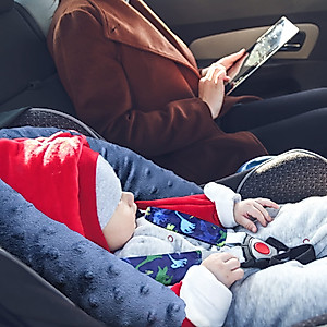 Car Seat Cover & Carseat Headrest, Dino Minky Carseat Canopy Head Support & Seat Belt Cover, Car Accessories for Newborn…