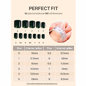 MelodySusie Press on Nails Short Square Acrylic Fake Nails Kits Press on False Supremely Fit & Natural Nails Stick On Nails in 30pcs 12Sizes Disposable Manicure for Women and Girls, Forest Green