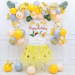 Butterfly Wall Decor Sticker, 144 Pcs 3 Size 6 Styles, 3D Gold Removable Butterfly Sticker Decor for Birthday Party, Wedding Balloon Garland, Christmas, Girls Kids Room