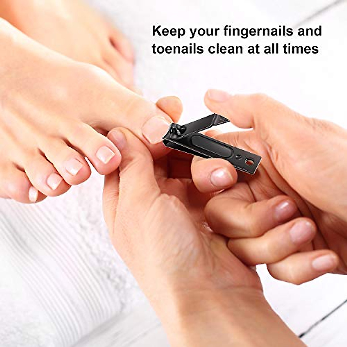 12 Pieces Nail Clipper Set Stainless Steel Nail Cutter Fingernails and Toenail Clipper Cutter for Women Men (Black)