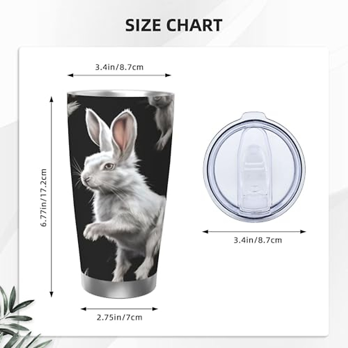 EKPRAVDKTF Bunny Rabbit 20oz Insulated Stainless Steel Tumbler With Lids And Straws, Double Wall Vacuum Travel Coffee Mug, Thermal Cup For Cold & Hot Drinks, Reusable Metal Straw & Brush