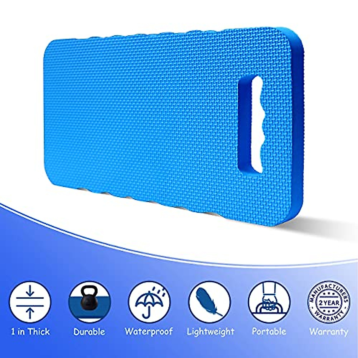 Gardzen Garden Kneeling Pad - for Gardening, Baby Bath, Yoga, Pilates, Exercise, 16"x8"x1", Blue