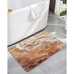 Summer Beach Bath Mat for Tub,Non Slip Bathroom Floor Runner Rug Quick Dry & Absorbent Diatomaceous Earth Shower Sink Kitchen Living Room Washable Doormat,Modern Abstract Boho Gradient Wave 18"x30"