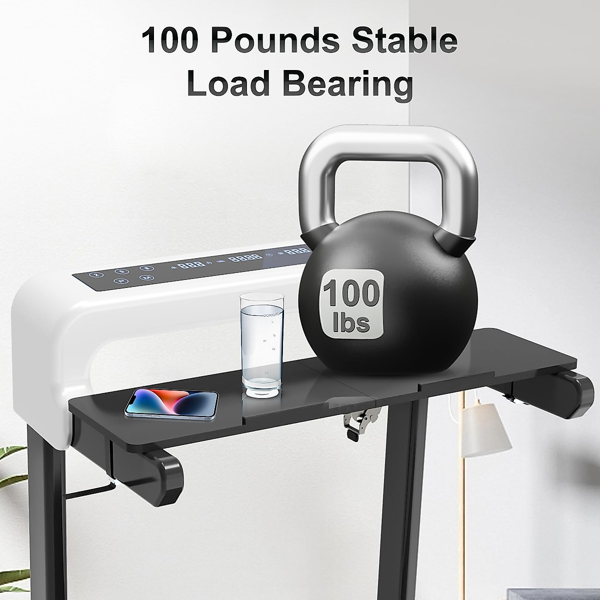 Beendou Universal Treadmill Desk Attachment, Ergonomic Platform Treadmill Laptop Desk Holder for Notebooks, Tablets, MacBook, Workstation for Treadmill Handlebars up to 31 inches with Cup Holder