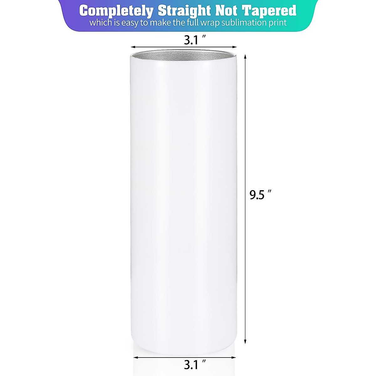 YOUKE OLA 12 Pack Sublimation Tumblers Bulk 30oz - Blank Straight Skinny Tumbler Stainless Steel Insulated Sublimation Tumblers Polymer Coating for Heat Transfer with Straws, Lids, White