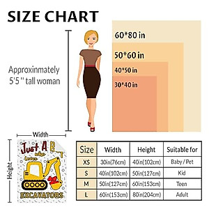 Excavator Blanket for Boys, Men, Excavator Lovers - Soft, Lightweight - 40x50 Inches Crib Size Throw Blanket for Bed, Couch, Sofa - Yellow Cute Lightweight Throws Gift