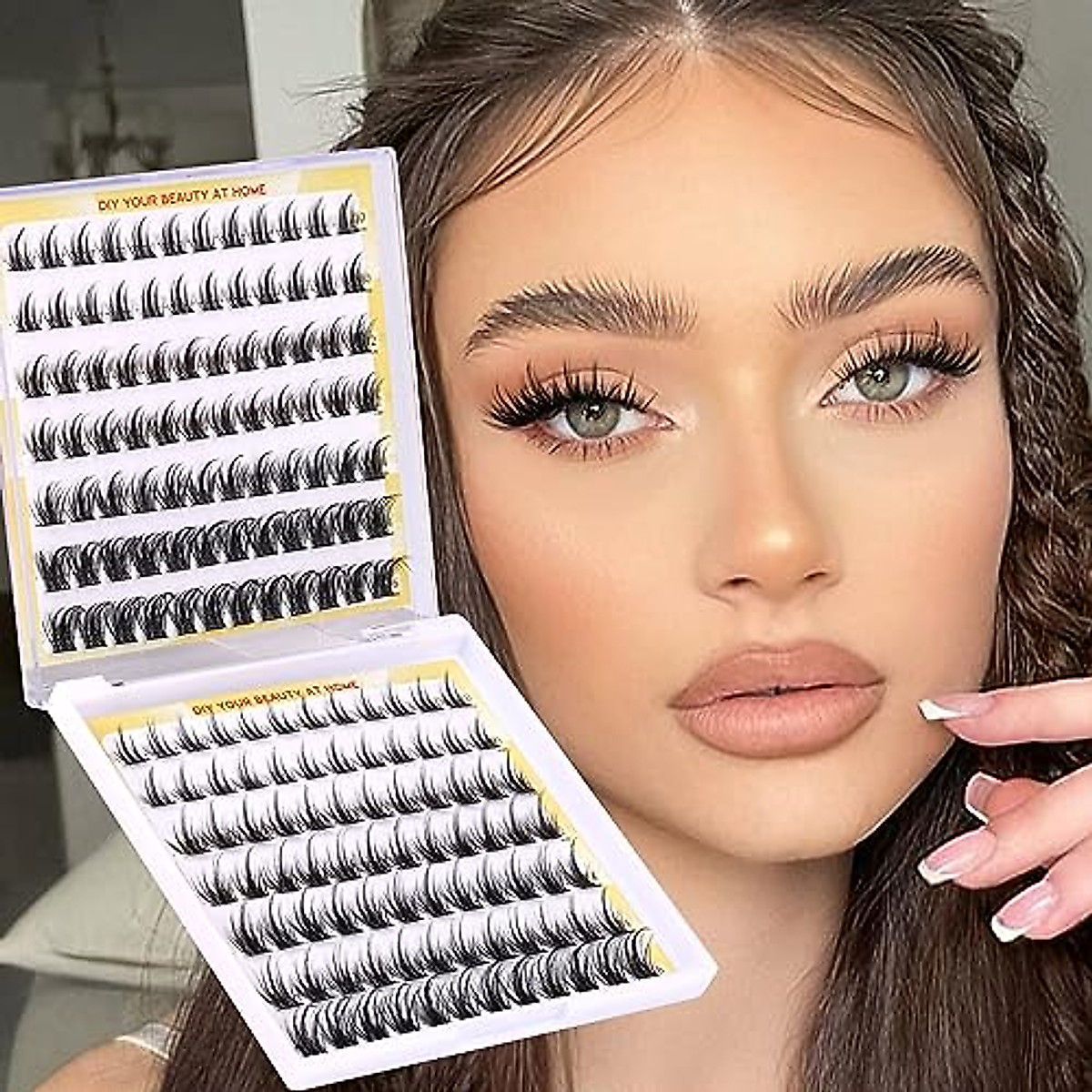 DIY Lash Extension Kit Lash Clusters Kit 168Pcs Natural Look Individual Cluster Eyelashes 10-16MM Eyelash Extensions at Home Lash Bond and Seal Strong Hold by Newcally