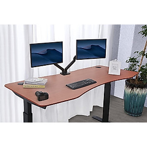 ApexDesk Elite Pro Series 60" x 27" Electric Height Adjustable Stand up Desk, Sit Stand Home Office Desk, Computer Desk - Curved Bamboo