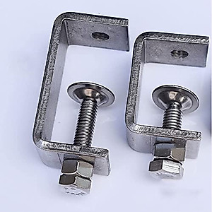 BOOHAO 2 pcs Stainless Steel C Clamp Tiger Clamp Wood Working Tools Welding Clamps G Clamp with Wide Jaw Openings for Carpentry Woodwork Building (65MM)