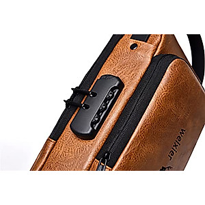 BBJMTCJTZ Leather Crossbody Shoulder Bags Anti -theft Rechargeable Hole Chest Bag Travel Bags (dark brown)