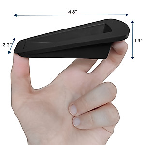 S&T INC. Heavy Duty Rubber Door Stopper for Residential and Commercial Use, Black, 4.8 in. x 2.2 in. x 1.3 in, 4 Pack