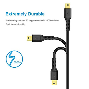 3ft Mini USB Cable, Standard USB 2.0 to Mini B Male Charger Cord Durable USB Mini to USB Charging Cable Compatible with PS3 Controller, MP3 Player, Camera, Dash Cam, Garmin GPS, Hero 3+(Black)