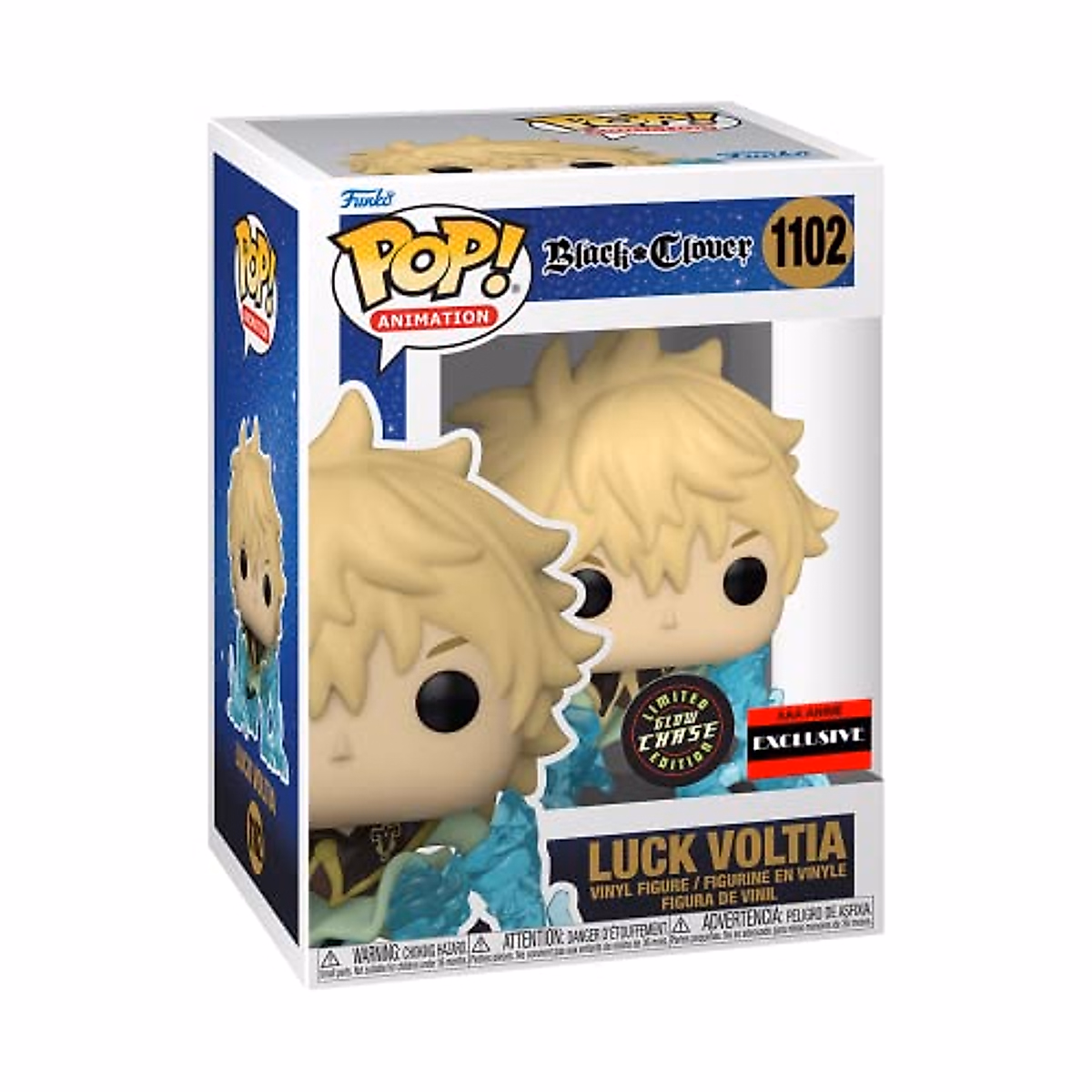 Funko Pop Black Clover Luck Voltia (Lightning Armor) GITD Chase Pop Figure (AAA Anime Exclusive)