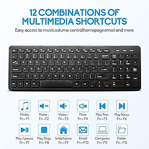 Guiheng Wireless Keyboard and Mouse Combo, Compact Quiet Wireless Keyboard and Mouse Set 2.4G Ultra-Thin Sleek Design for Windows, Computer, Desktop, PC, Notebook, Laptop (Black01)