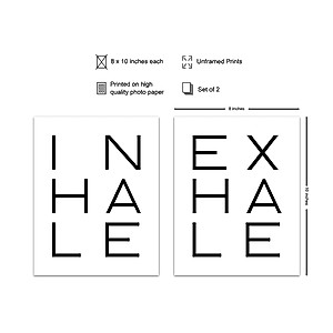 Inhale Exhale Wall Art - Zen Inspirational Meditation Wall Art Print - Unframed Typography - Spiritual Gift for Meditation Fans - Great for Bedroom, Yoga Studio - Chic Home Decor - 8x10 Print