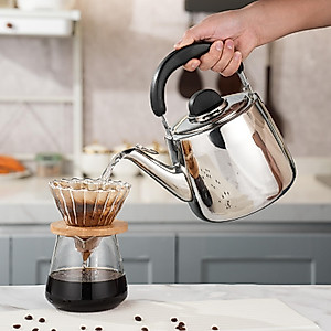 Tea Kettle,Whistling Tea kettle for Stove Top,4 QT Stainless Steel Teapot,Induction Tea Kettle Pot for Stovetop (3.8 L,Silver)