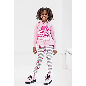 Barbie Little Girls Peplum Fleece Hoodie & Peplum Leggings Pink 7-8