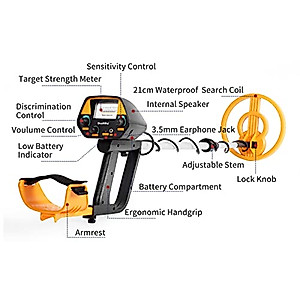 DeeAWai Kids Metal Detector - 2 lbs Lightweight Metal Detectors for Kids Adults - Junior All Metal Metal Detector Adjust from 30" to 42" with 8" Waterproof Search Coil, Orange
