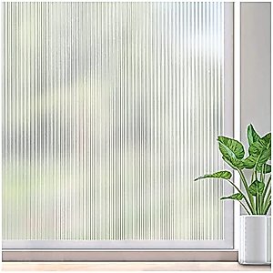 Coavas Privacy Film - Fluted/Reeded Glass, Non-Adhesive Sun/Heat/UV Blocking (29.5 x 118 inches)