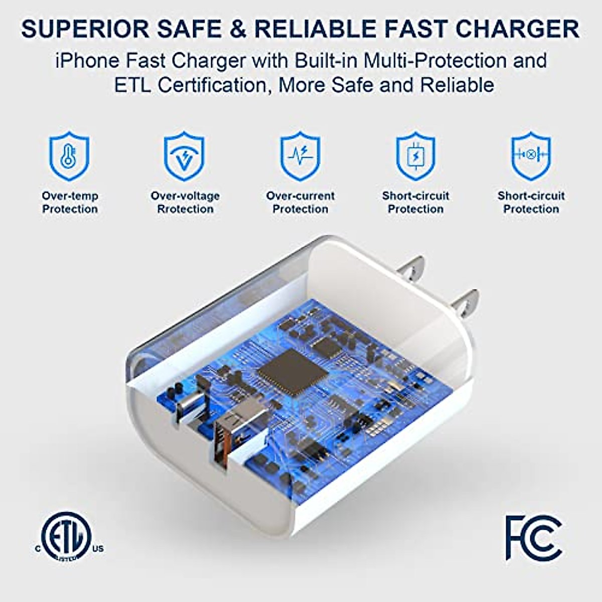 [Apple MFi Certified] iPhone Fast Charger, 20W PD + QC 3.0 Dual Port USB C Wall Charger Plug with 10FT Extra Long USB C to Lightning Fast Charging Data Sync Cord for iPhone 13 12 11 XS XR X 8 iPad