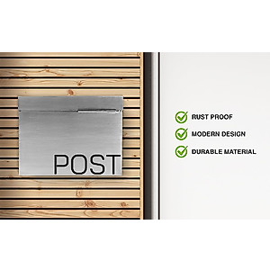 Stainless Steel Wall Mounted Mailbox, Custom Mailbox, Herman Mailbox by Movo Home (Large)