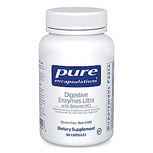 Pure Encapsulations Digestive Enzymes Ultra with Betaine HCl | Vegetarian Digestive Enzymes to Support Protein, Carbohydrate, Fiber, and Dairy Digestion* | 90 Capsules